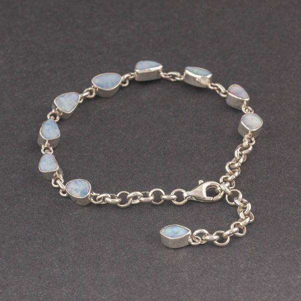 Srebrna bransoletka z kamieni opalu - Biżuteria Adorre