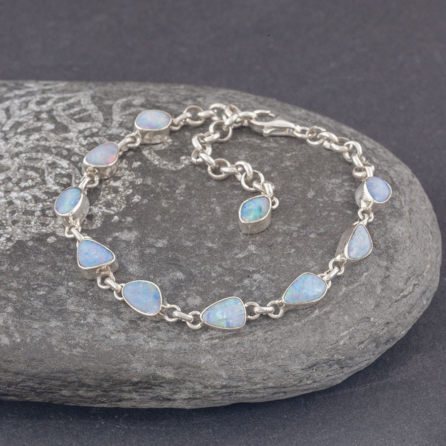 Srebrna bransoletka z kamieni opalu - Biżuteria Adorre